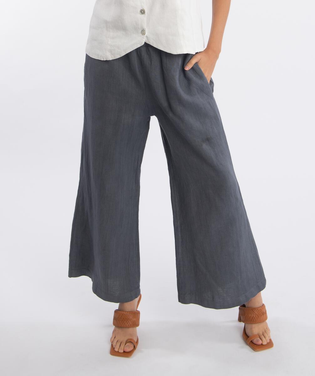 Luna Luz Wide Leg Linen Ankle Pant, Shale & White – Tracy Brent ...